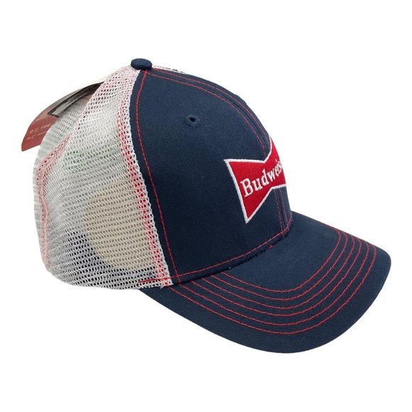 Budweiser | Accessories | H3 Budweiser Trucker Hat Bowtie Logo Snapback Mesh Back Blue Red White ...